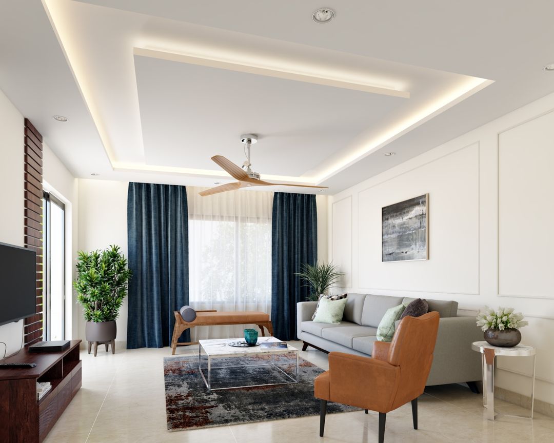 Stylish Peripheral with Central Drop Contemporary False Ceiling Design ...