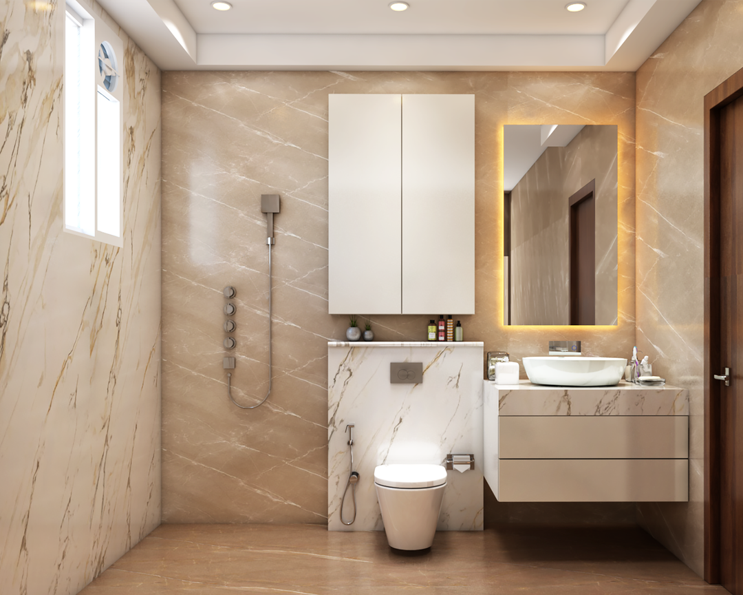 Spacious Bathroom Designed With Modern Interiors | Livspace