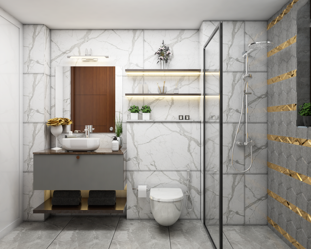 Spacious Vibrant Washroom With Contemporary Interiors | Livspace