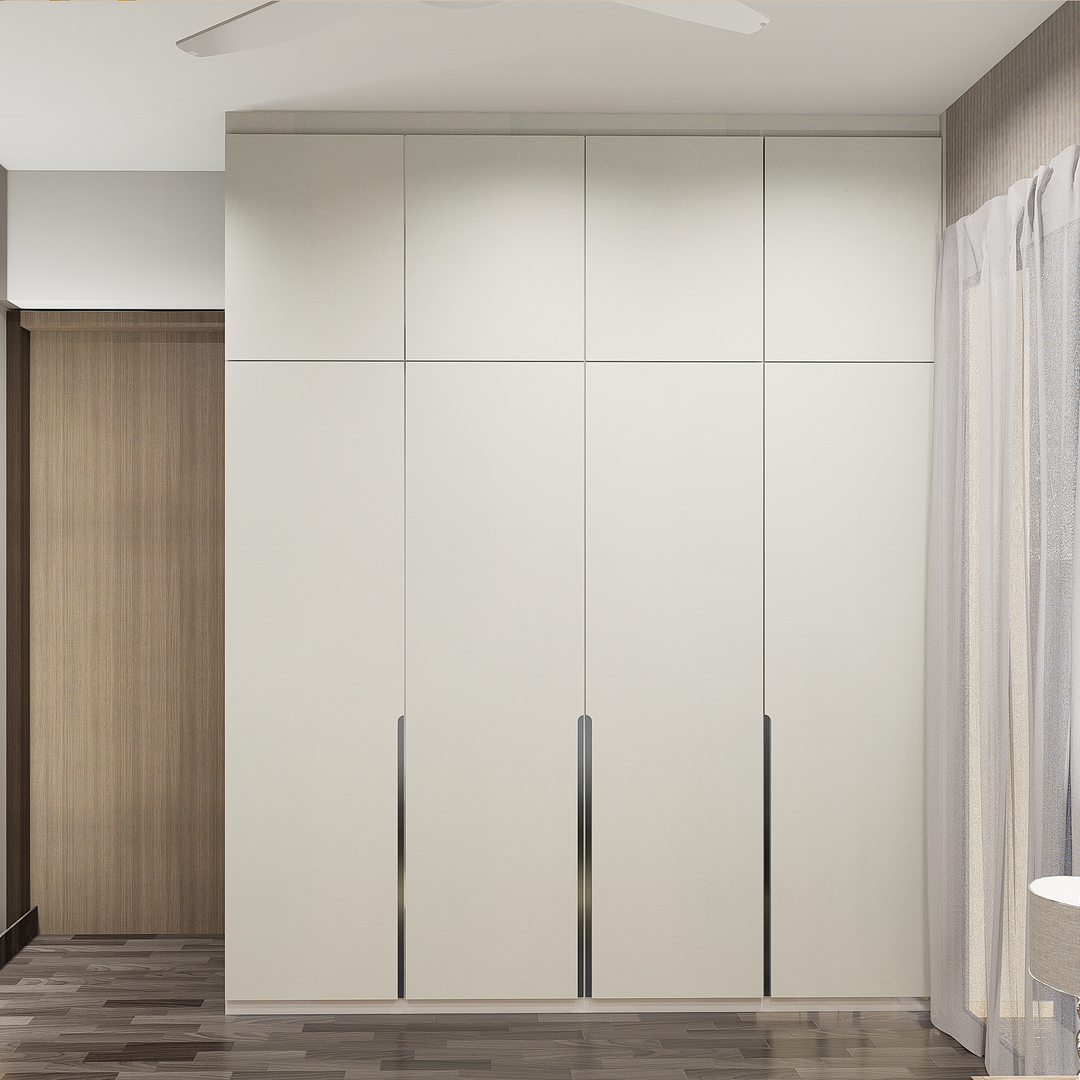 Spacious Creamy-White Wardrobe With Minimalistic Features | Livspace