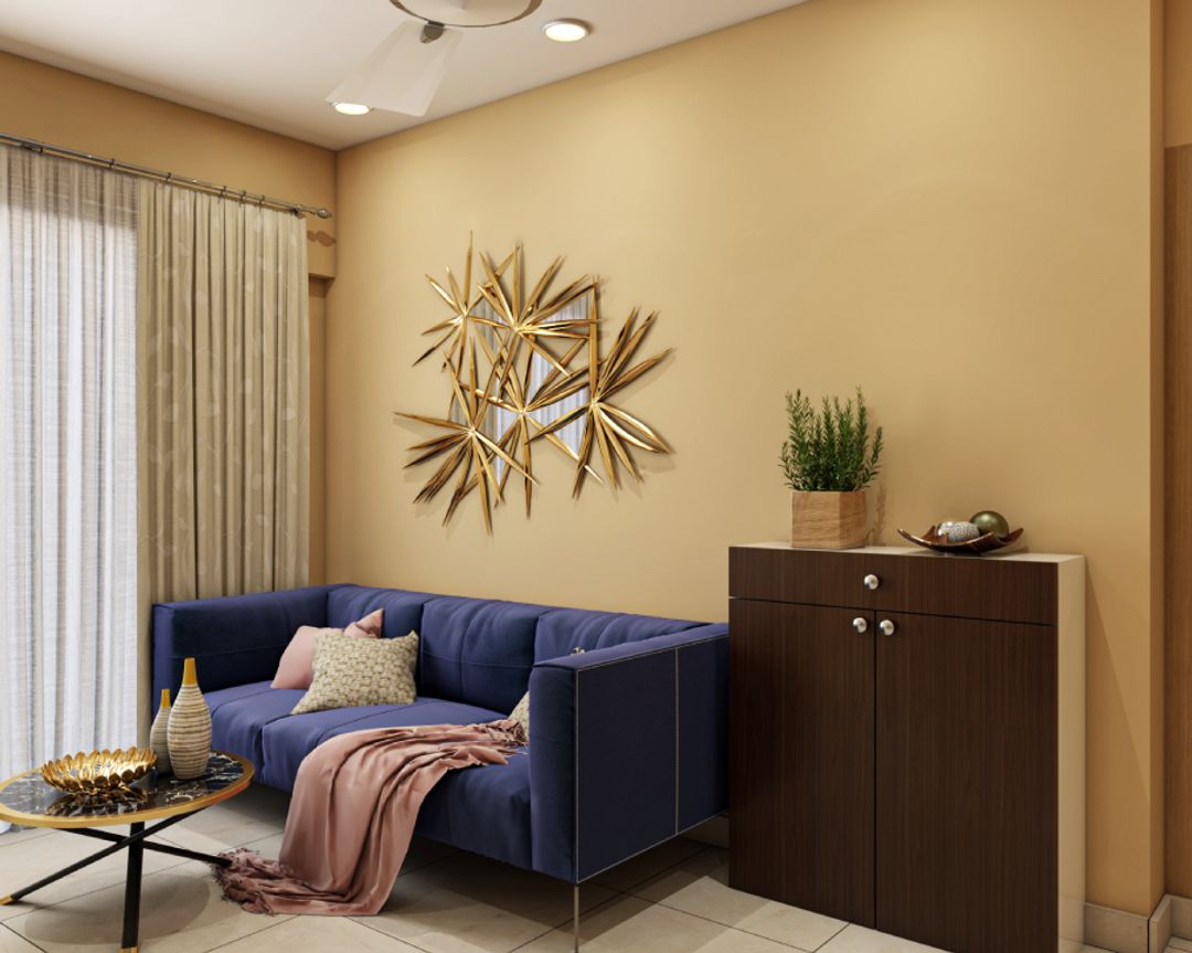 Tan Wall Paint Design For Contemporary Living Rooms | Livspace