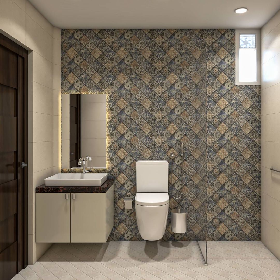Spacious Bathroom Design With Glass Partition | Livspace
