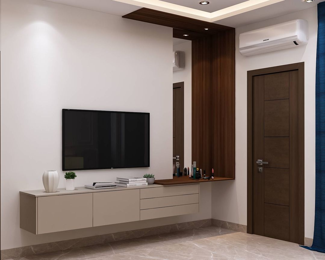 Compact 42-Inch TV Unit With Wall-Mounted Storage | Livspace