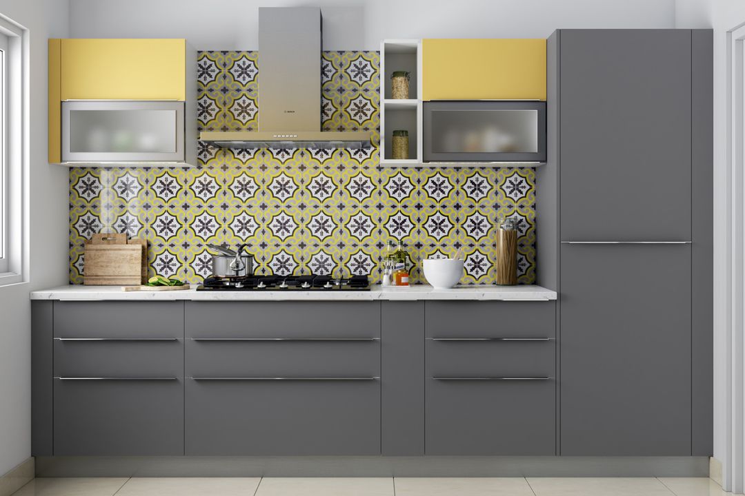 Glossy Ceramic Multicoloured Square Kitchen Tile Design | Livspace