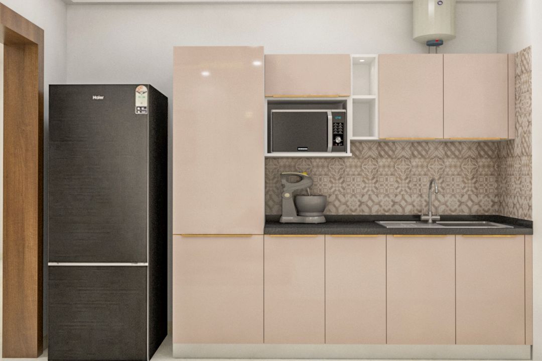Modular Light Beige Parallel Kitchen Design | Livspace