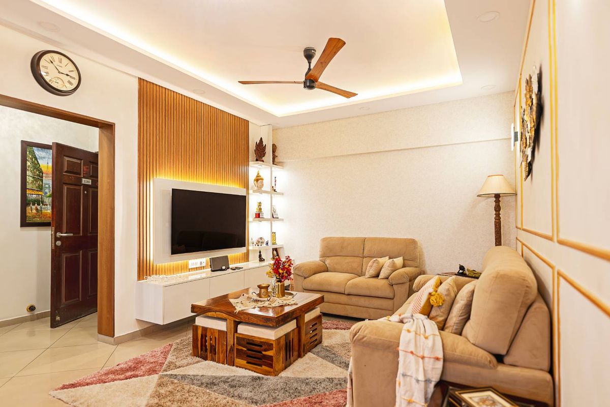 Painted Modern Single-Layered False Ceiling Design With Rectangle Shape | Livspace