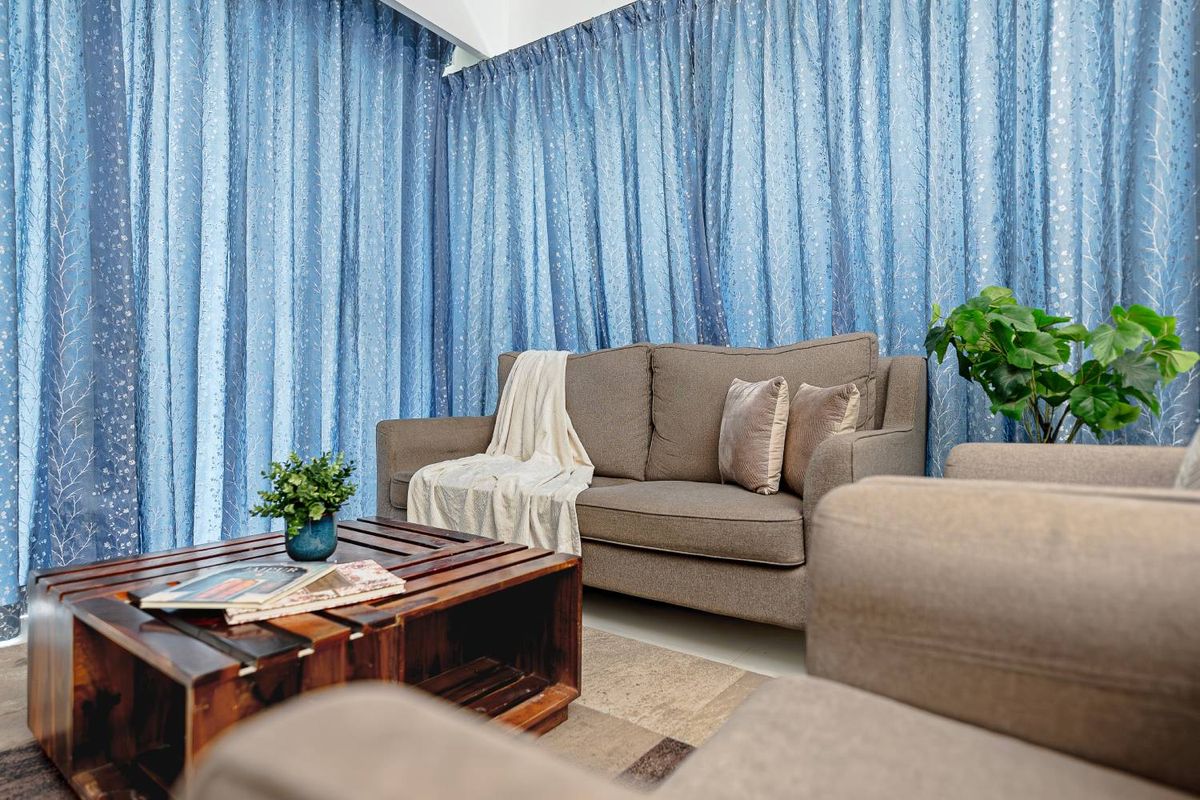 Contemporary Living Room Design With Grey Sofas And Rectabgle Storage ...