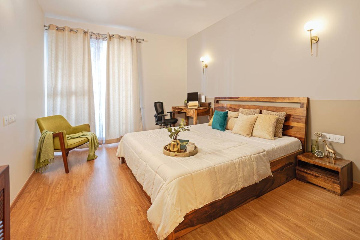 Classic Master Bedroom Design with Blue Accent Wall and King Bed with ...