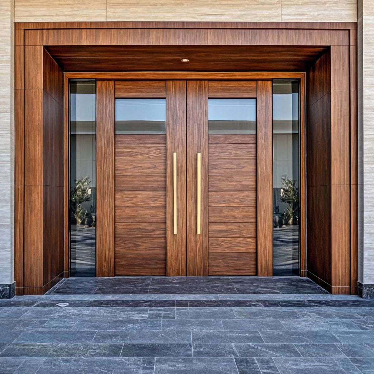 Modern Swing Double Door Entrance Design With Matte Finish | Livspace