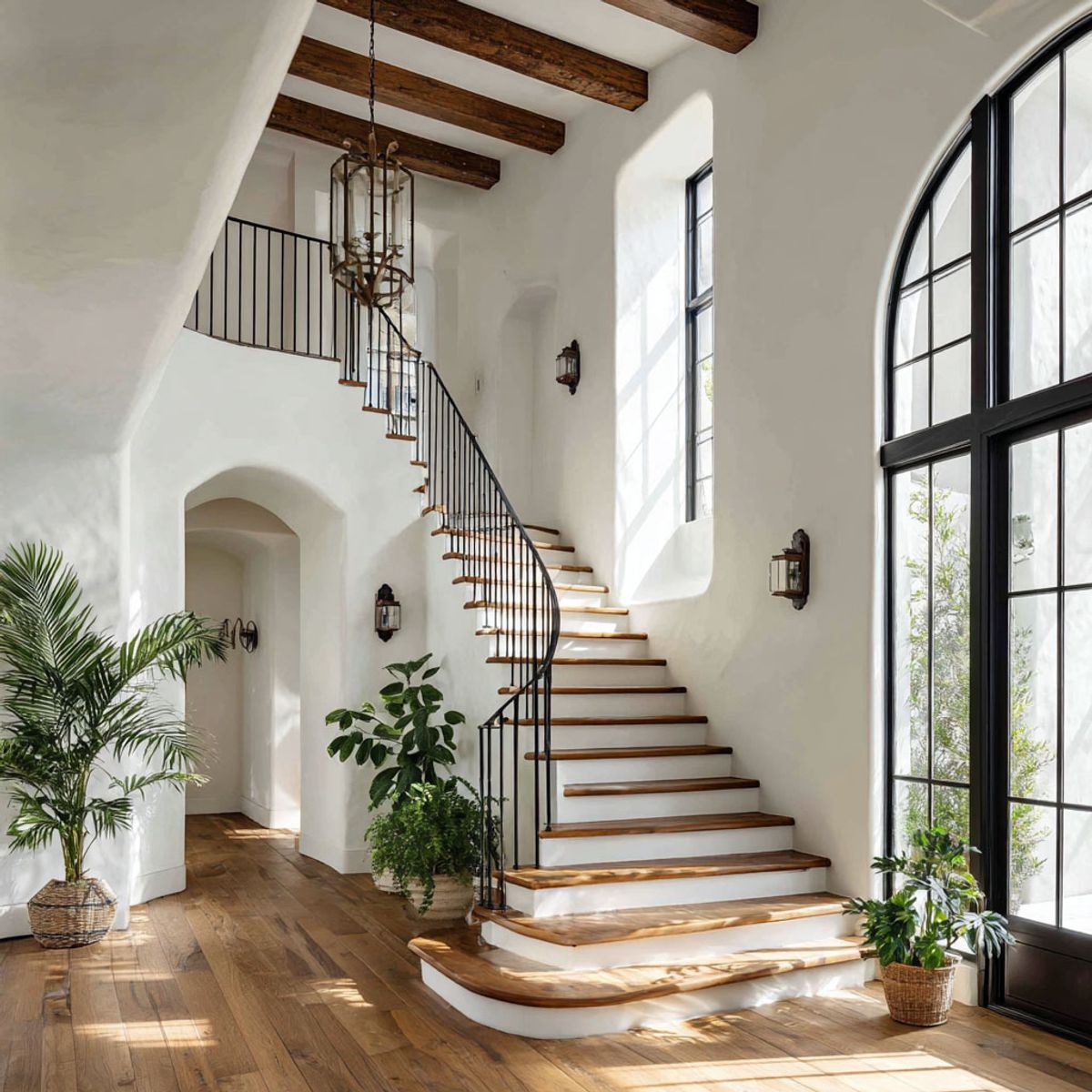 Modern Straight Staircase Design in Wood and Metal Combination | Livspace