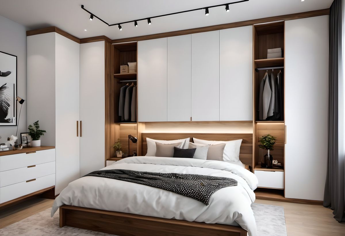 Scandinavian Master Bedroom Design: Queen Bed, Storage, Ambient ...