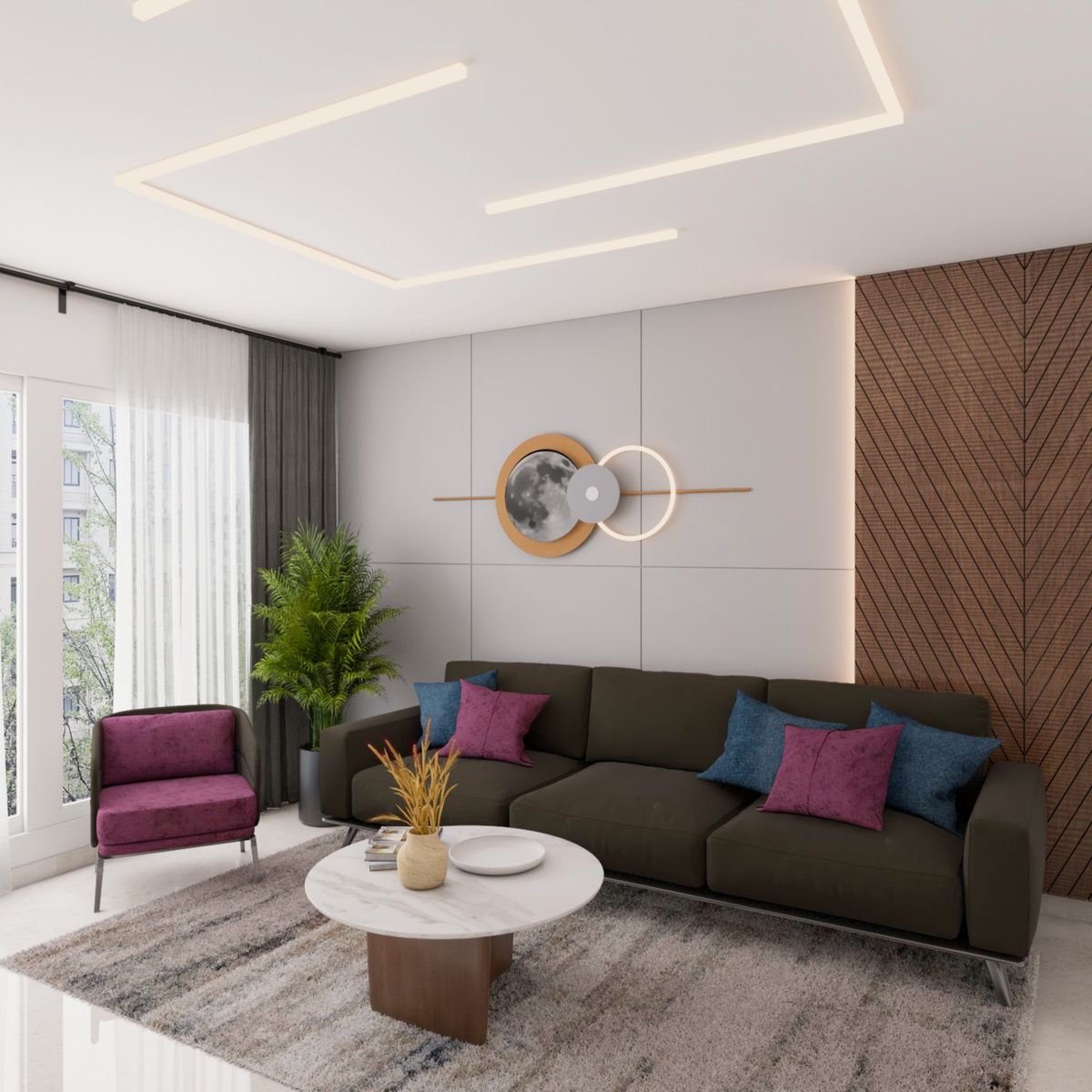 Contemporary Living Room and Bedroom Wall Design: Assymetrical Paneling ...