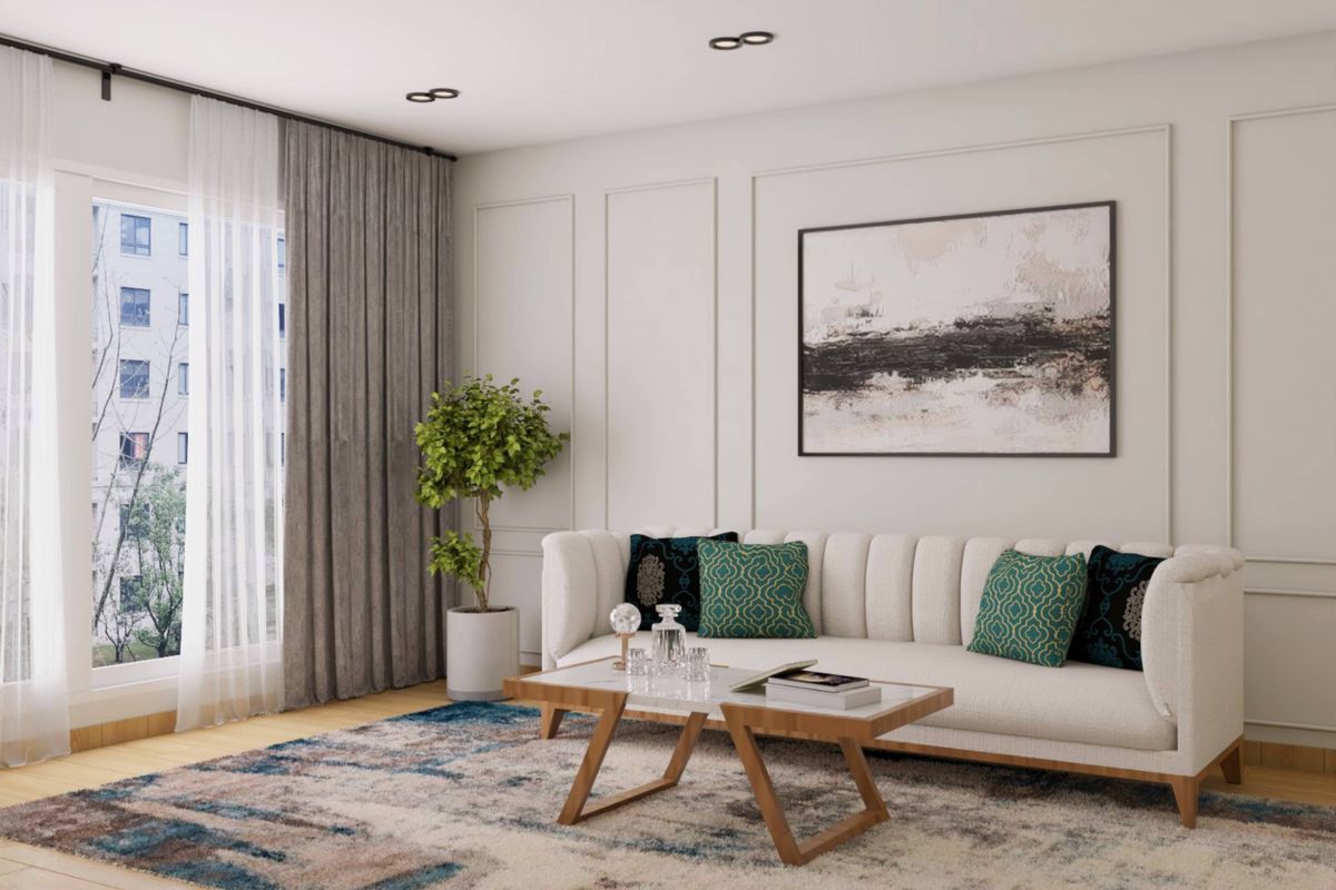 Minimal Bedroom and Living Room Wall Design With Wall Trims | Livspace
