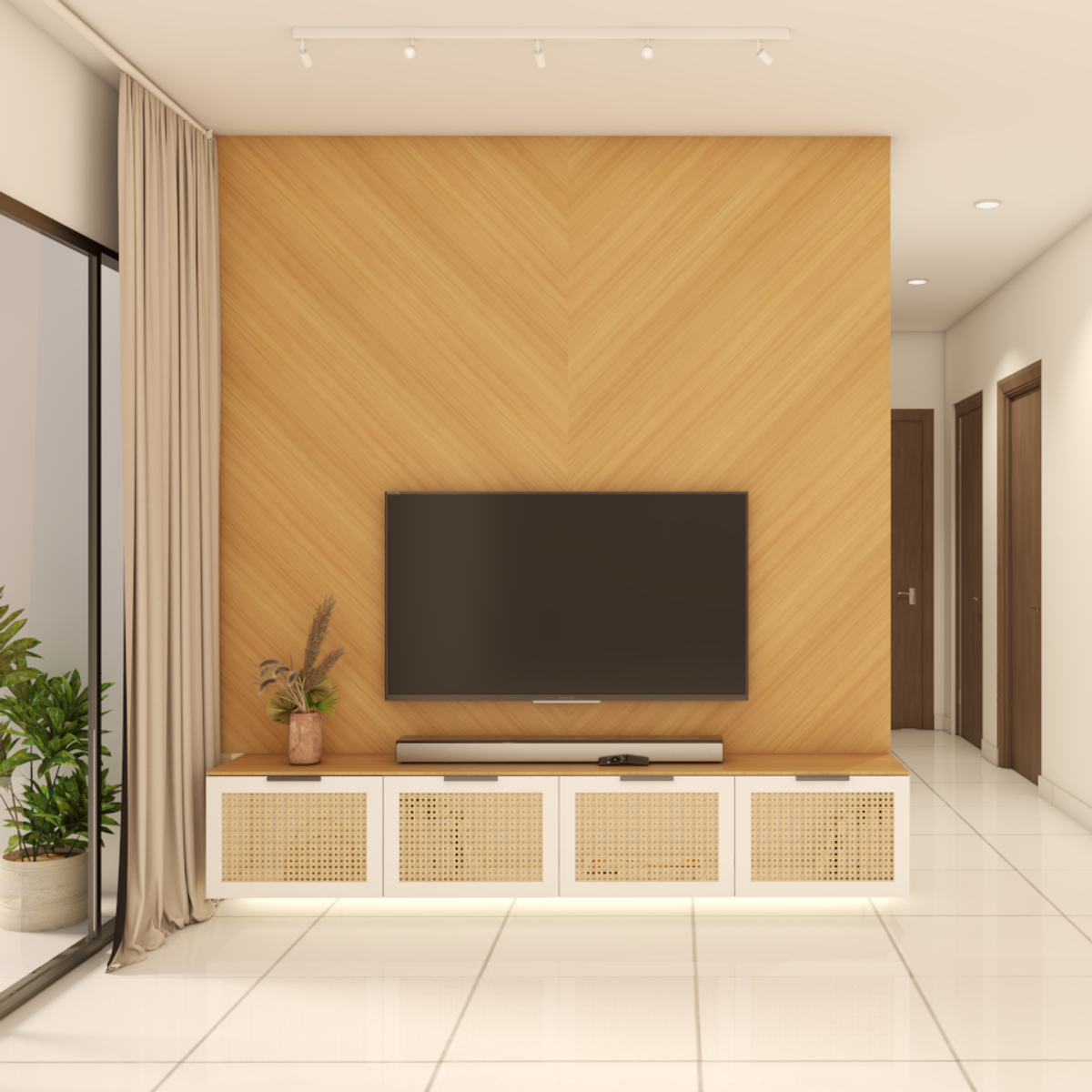 Warm-Toned TV Console Design | Livspace