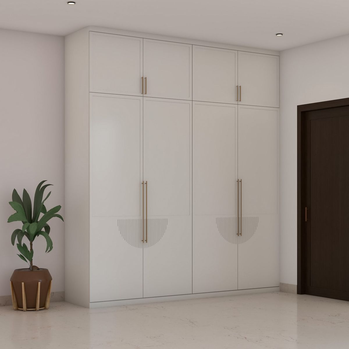 Max Storage: Contemporary 4-Door White Wardrobe Design in Suede Finish ...