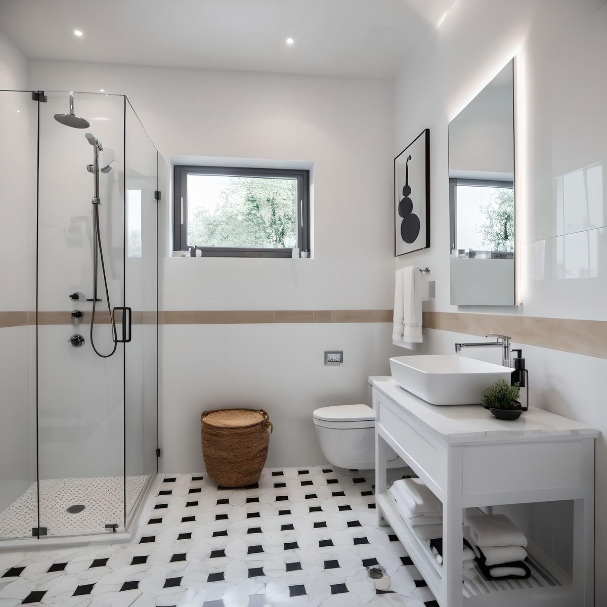 Minimalist White and Black Square Tile Flooring Design: Stylish and ...