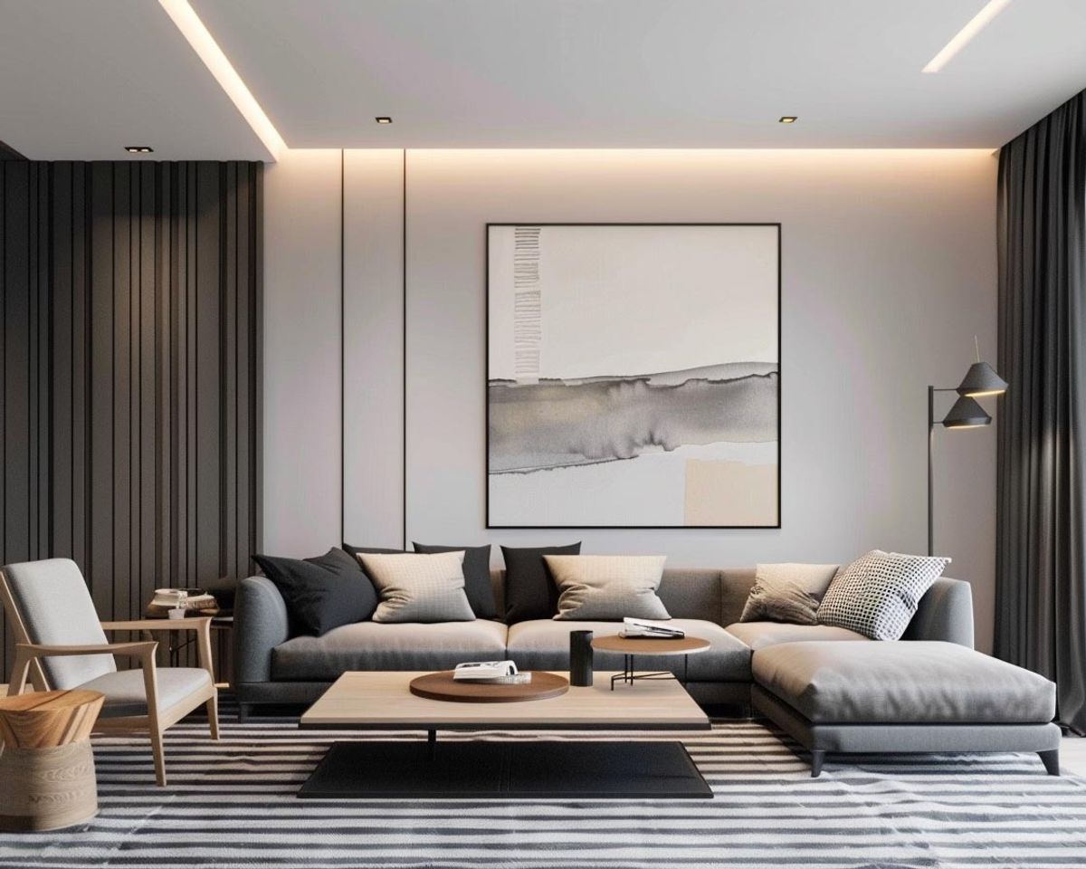 Stylish Square Gypsum False Ceiling Design with Modern Recessed and ...