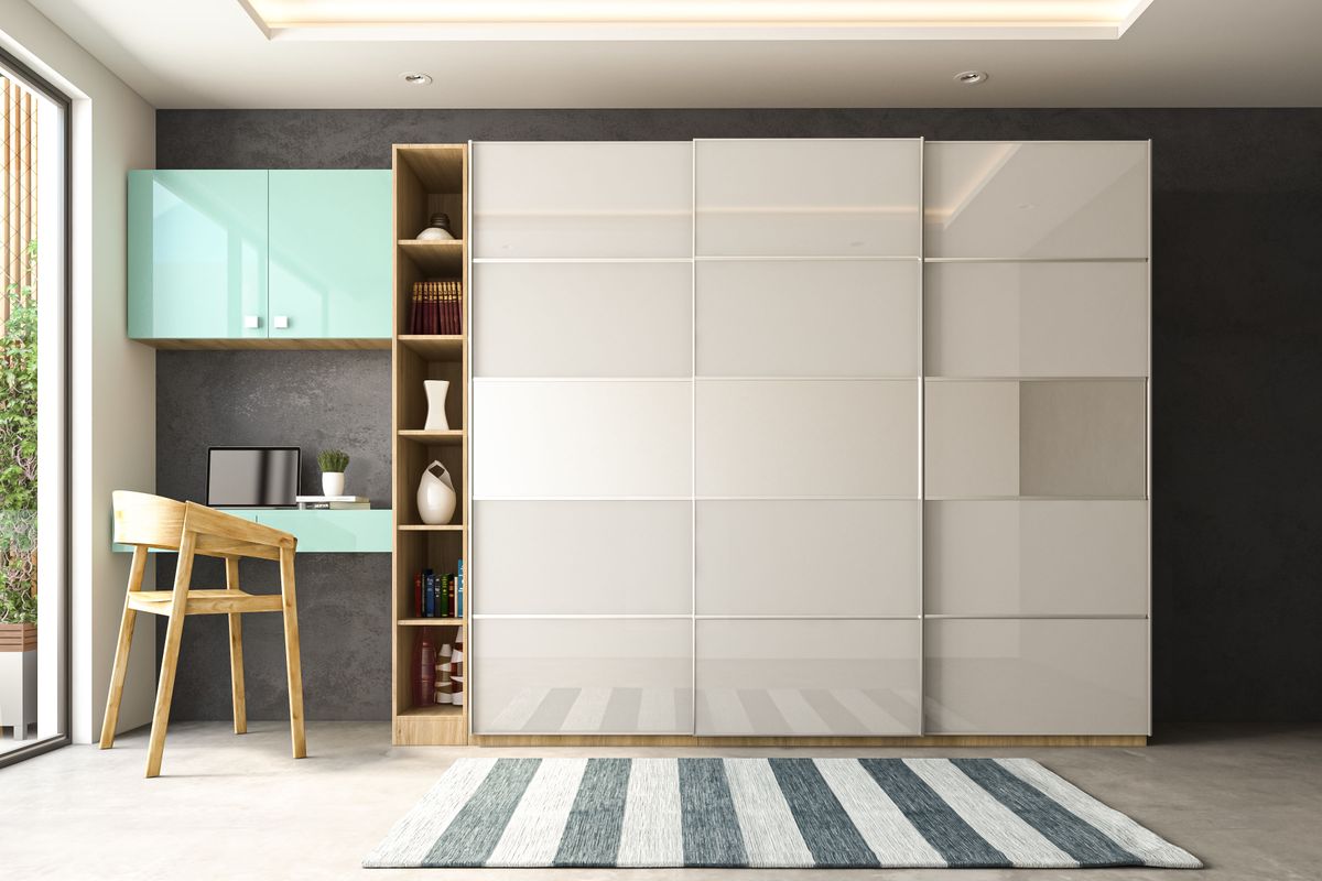 3-Door Contemporary Sliding Wardrobe Design with Lacquered Glass and ...