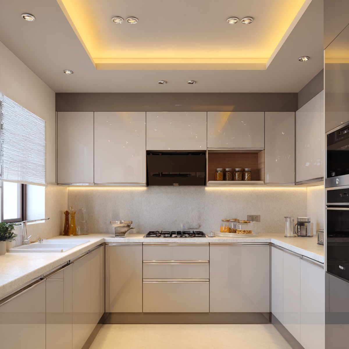 Single Layer Modern False Ceiling Design Featuring Gypsum Rectangle and ...