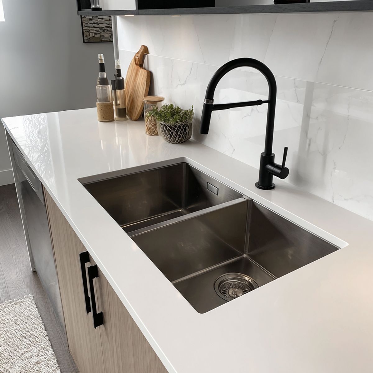 Integrated Double Bowl Kitchen Sink Design for Modular Kitchens | Livspace