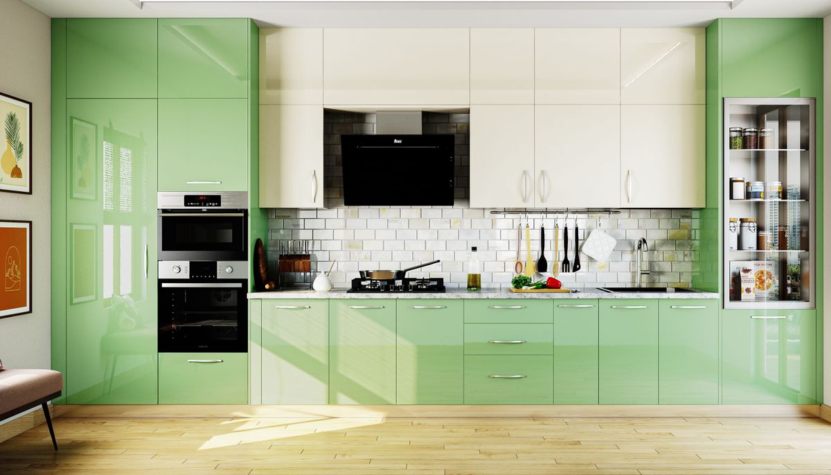 Off-White Classic Subway Ceramic Kitchen Tile Design in Glossy Finish ...