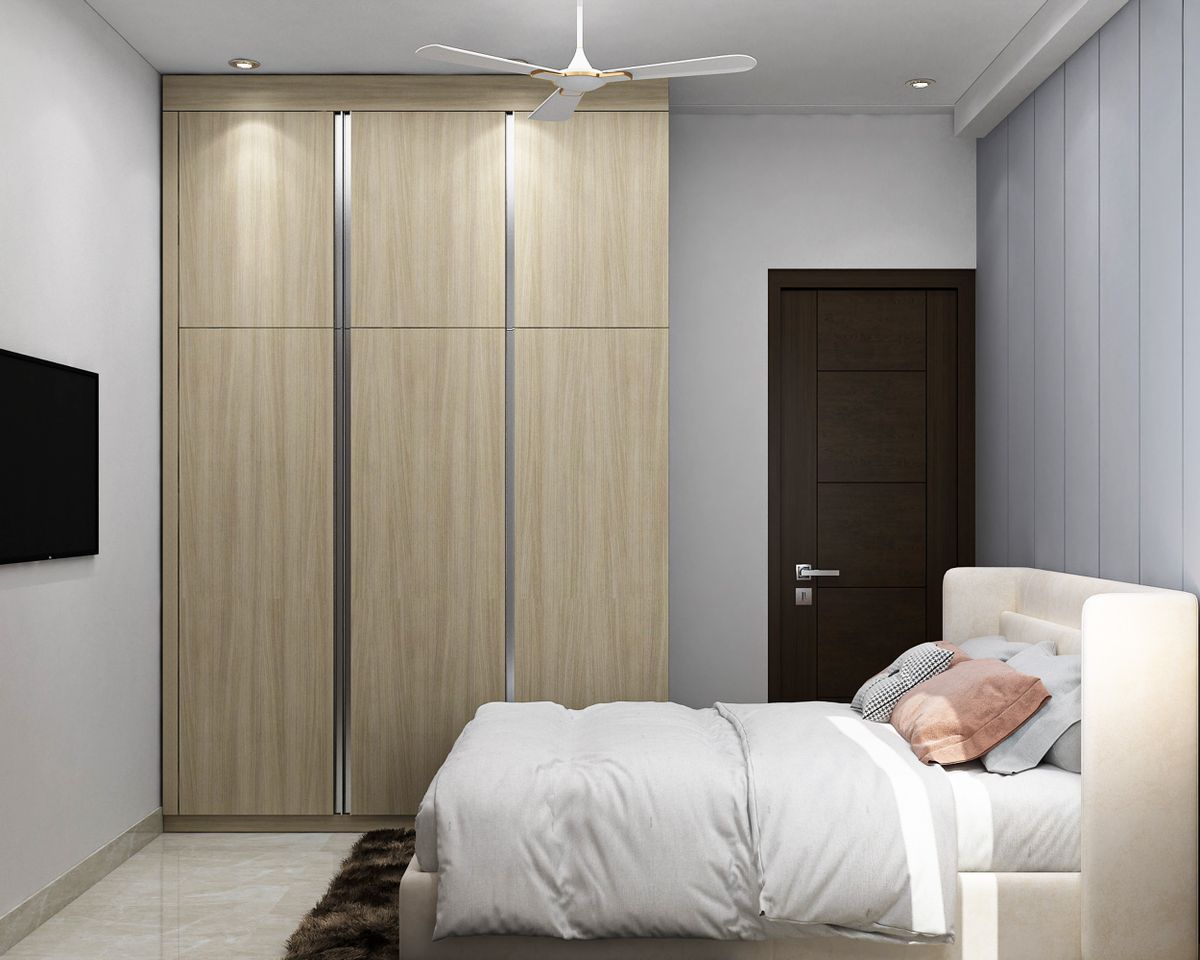 Minimal 3-Door Swing Wardrobe Design with Integrated Frame Lighting ...
