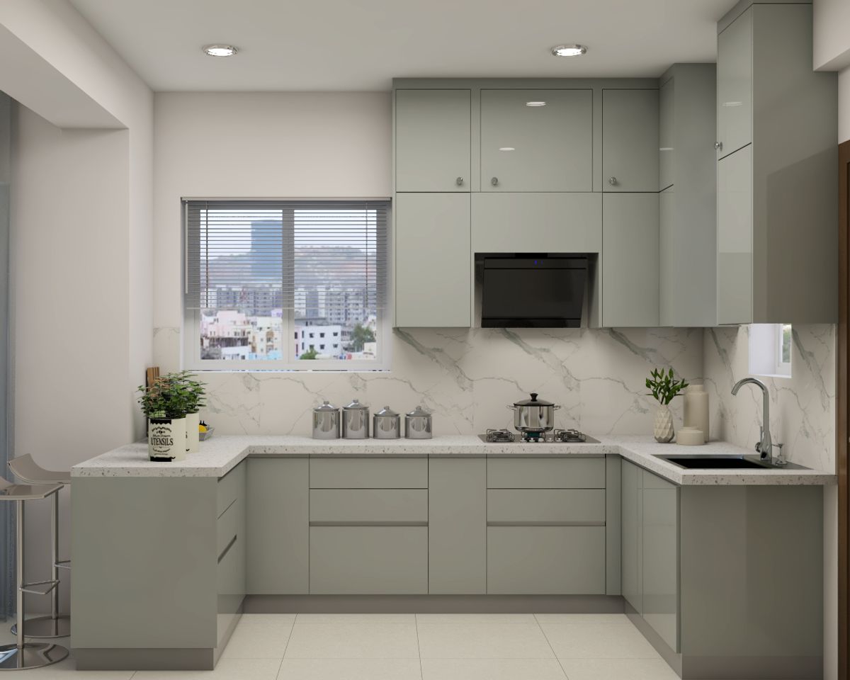 Spacious Subtle Themed Modular Kitchen Design | Livspace