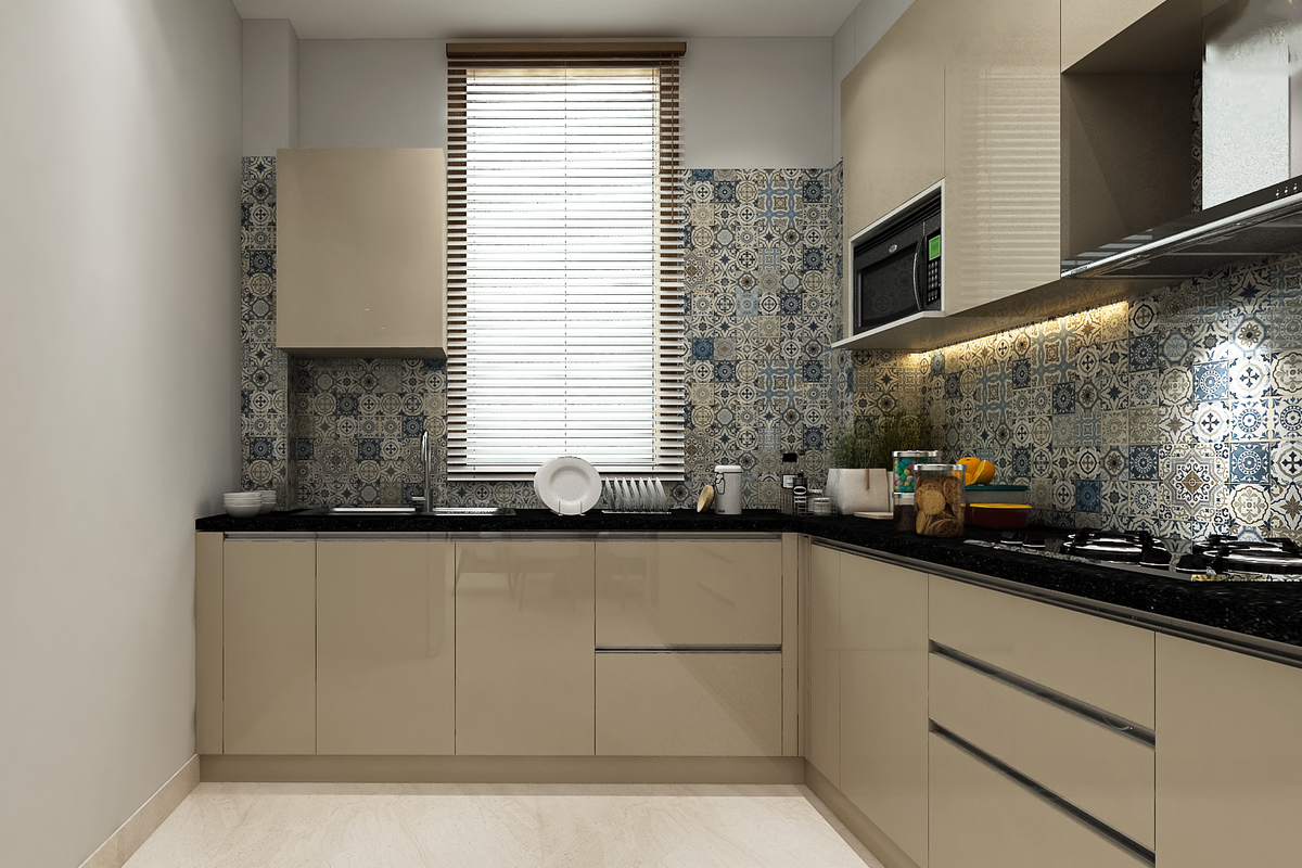 Low Maintenance Spacious Contemporary Style Kitchen Design | Livspace