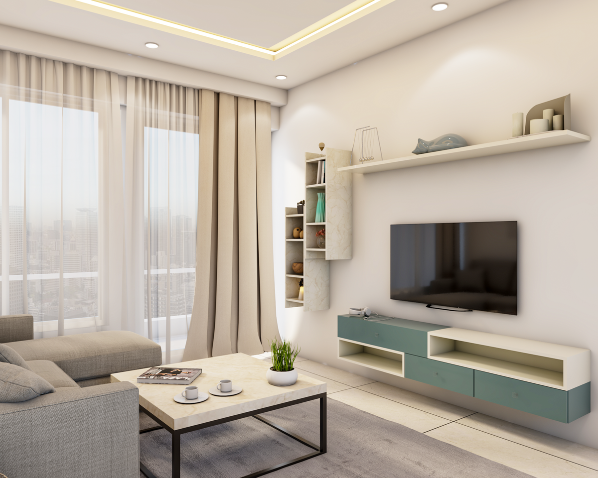 Contemporary Themed Compact Low Maintenance TV Unit Design | Livspace