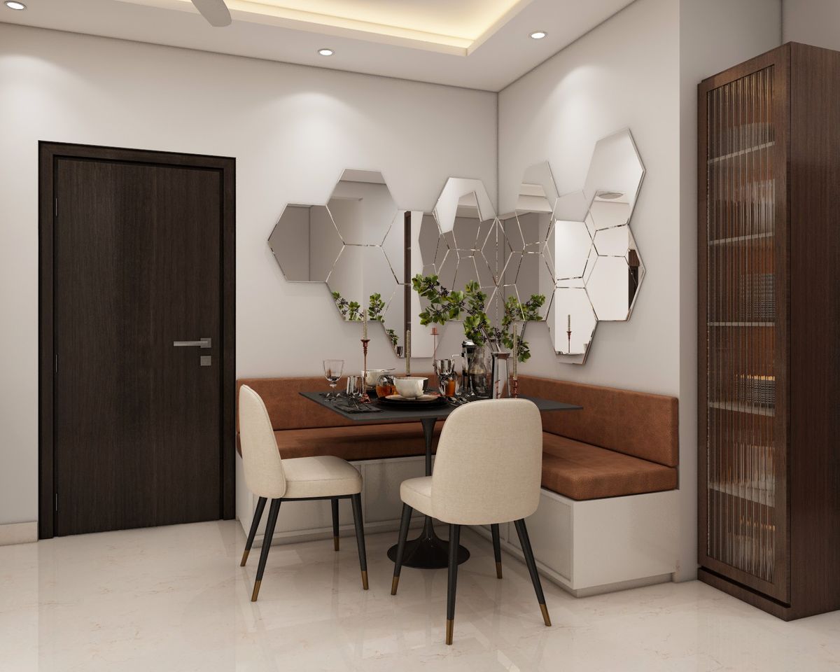 Compact Dining Hall With A Tall Crockery Unit | Livspace