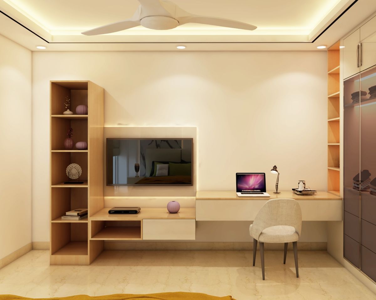 Compact Home Office Design With A TV Unit | Livspace