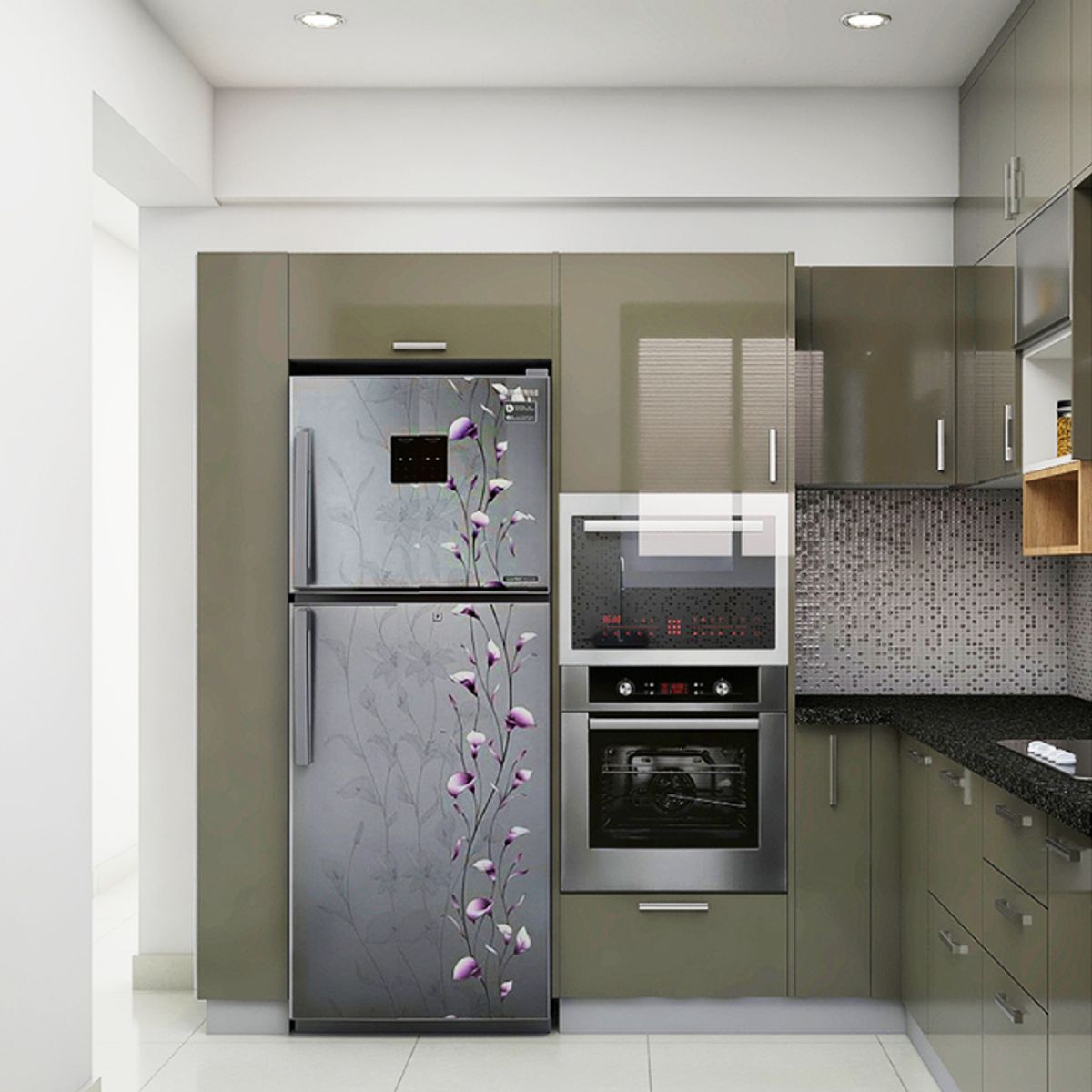 Kitchen Design With Open And Closed Storage Units | Livspace