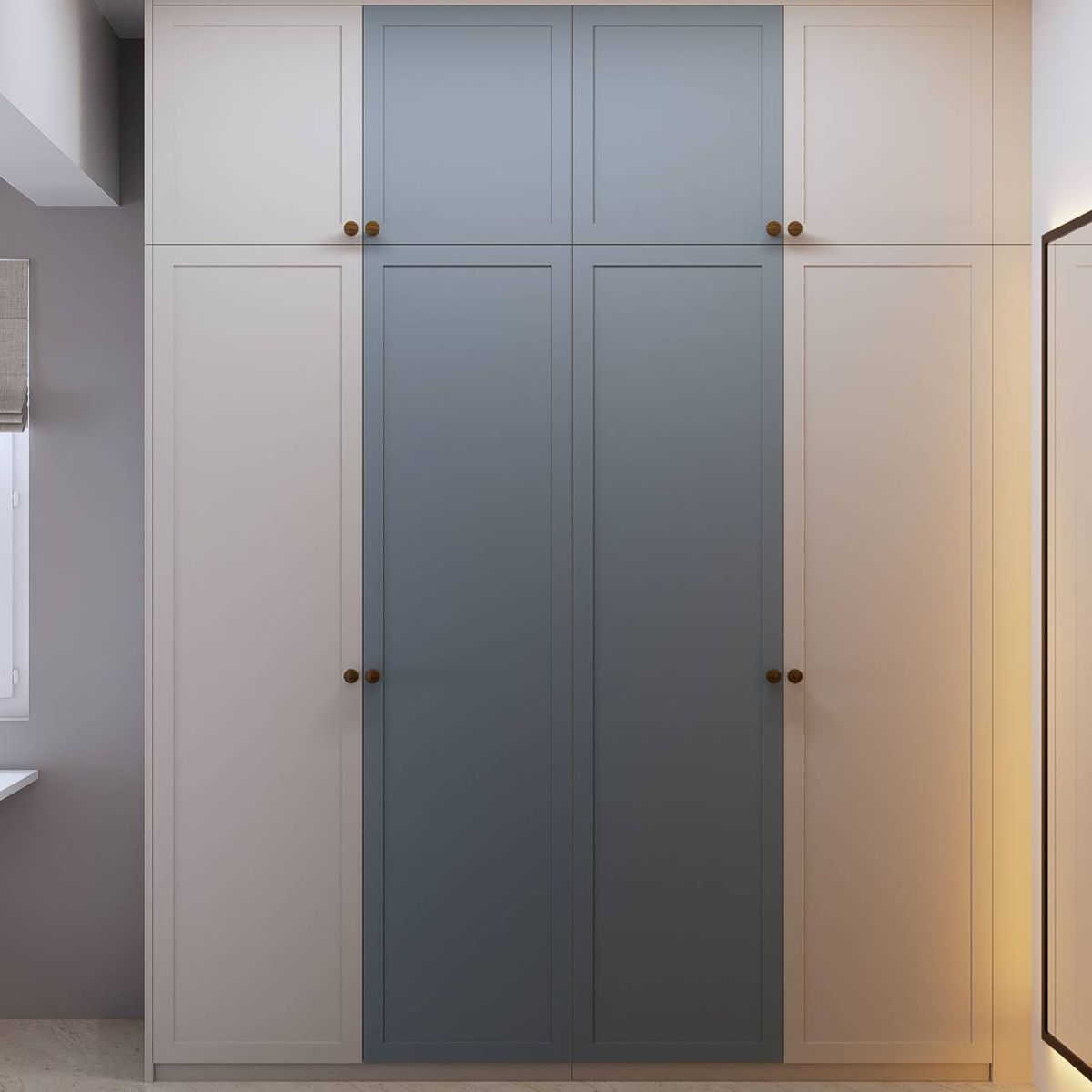 Dual-Tone Swing Wardrobe Design With Round Handles | Livspace