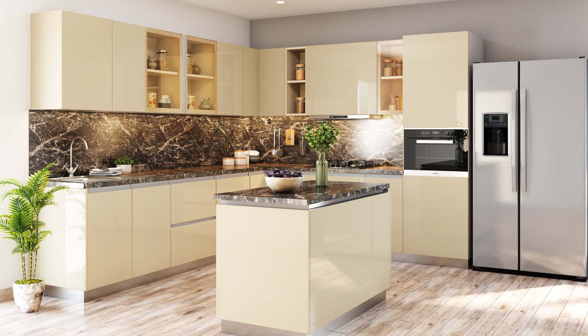 Medium Family Modern Island Kitchen Design With Storage and Profile ...