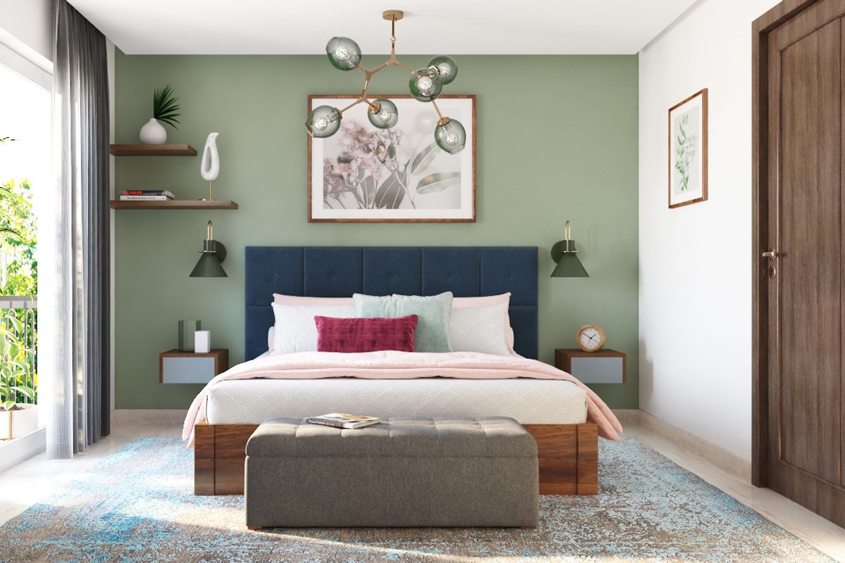 Easy to Maintain Modern Pastel Green Bedroom Wall Paint Design With ...