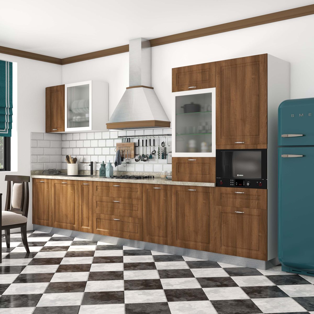 Classic Open Kitchen Design: Amati PD Cabinets & White Brick Backsplash ...