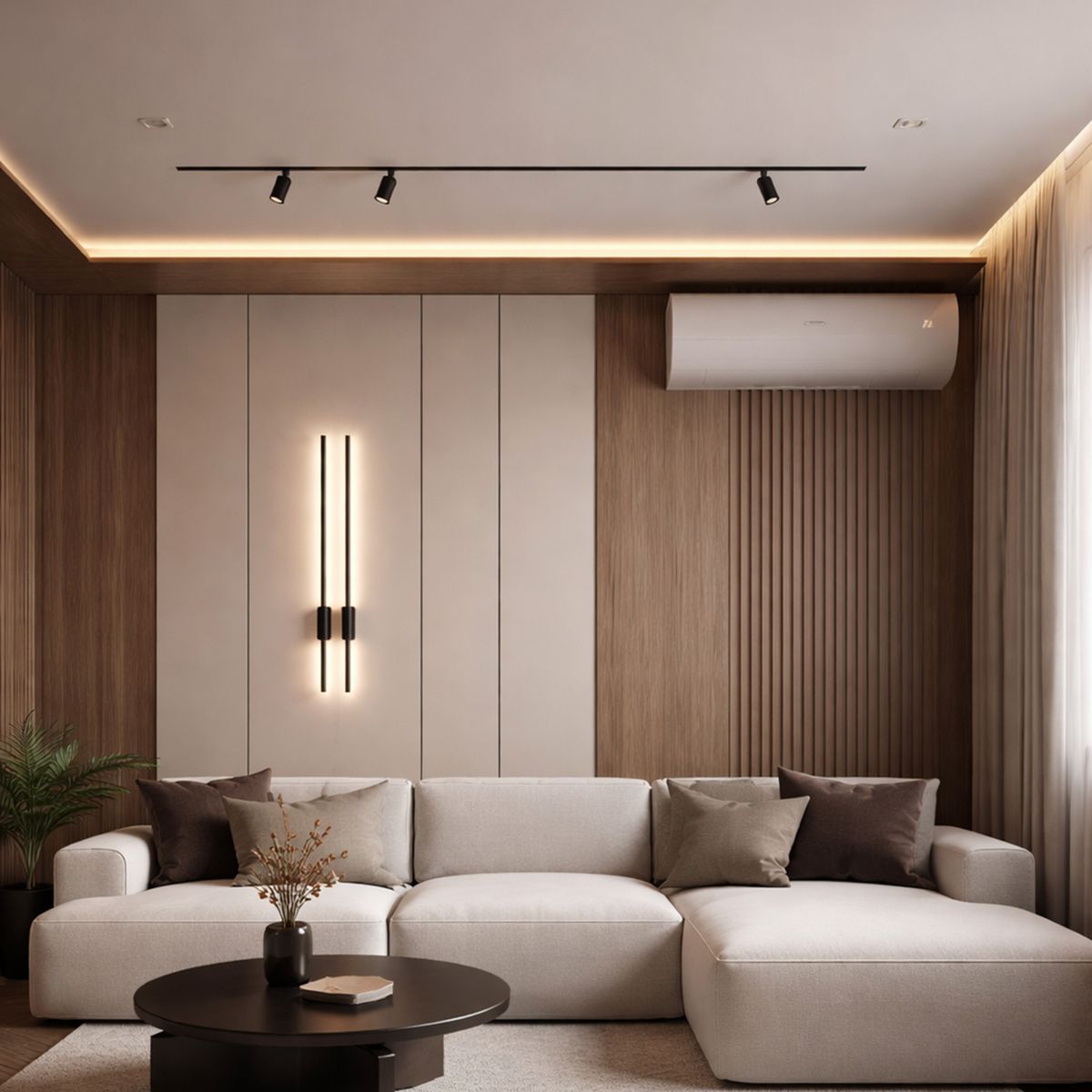 Modern Single Layer False Ceiling Design with Gypsum and Wooden Border ...
