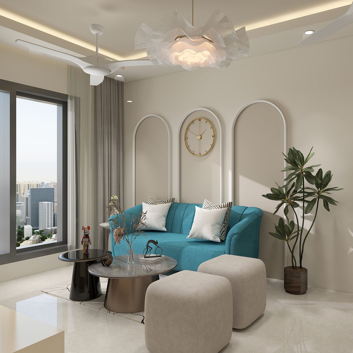 Rectangle Gypsum Contemporary False Ceiling Design with Spot and Cove ...