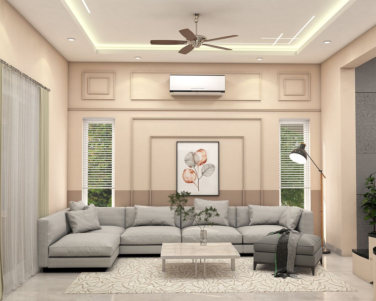 Rectangular Classic Gypsum Single Layer False Ceiling Design | Livspace
