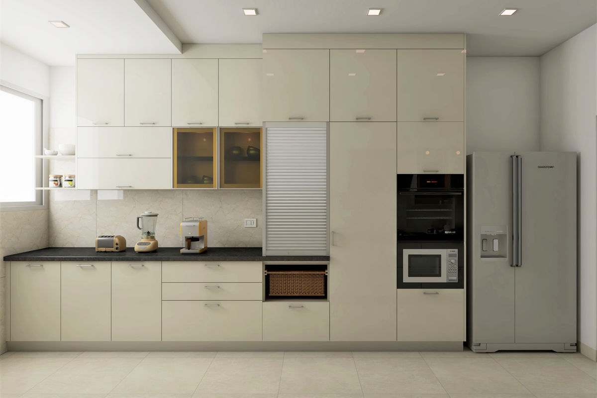 Neutral-Toned Spacious Kitchen with Ample Storage and In-Built ...
