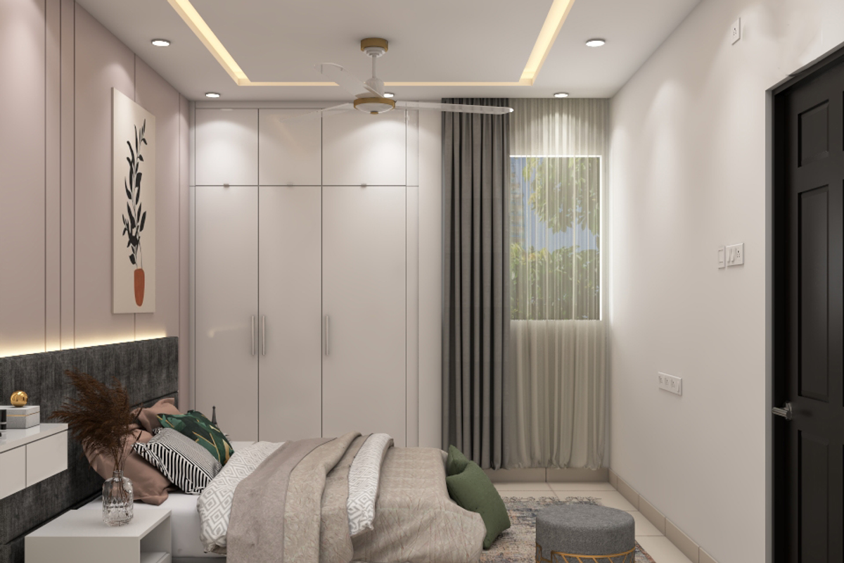 Modern Themed Spacious Subtle Clean Master Bedroom Design | Livspace