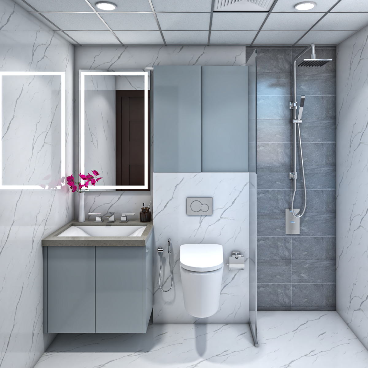 Modern Themed Compact Sized Low Maintenance Bathroom Design | Livspace