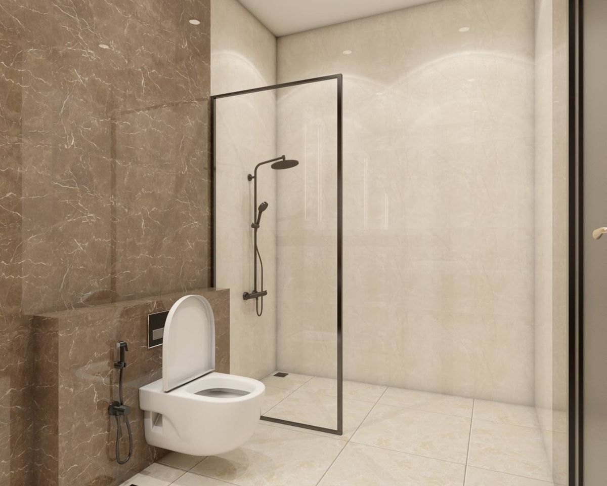 Minimalistic Bathroom Design With Glass Separation | Livspace