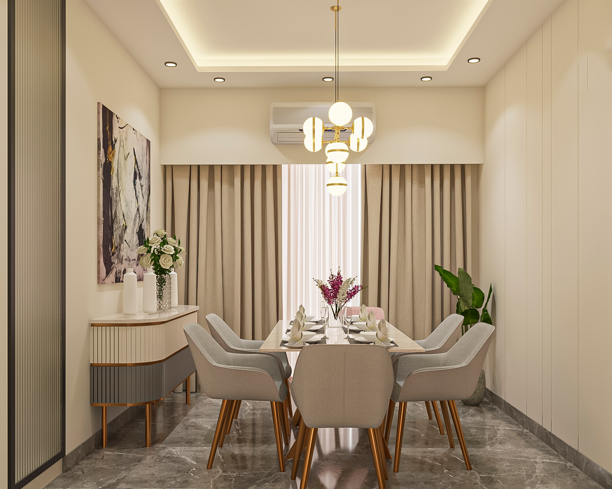 Low Maintenance Modern Style Spacious Dining Room Design | Livspace