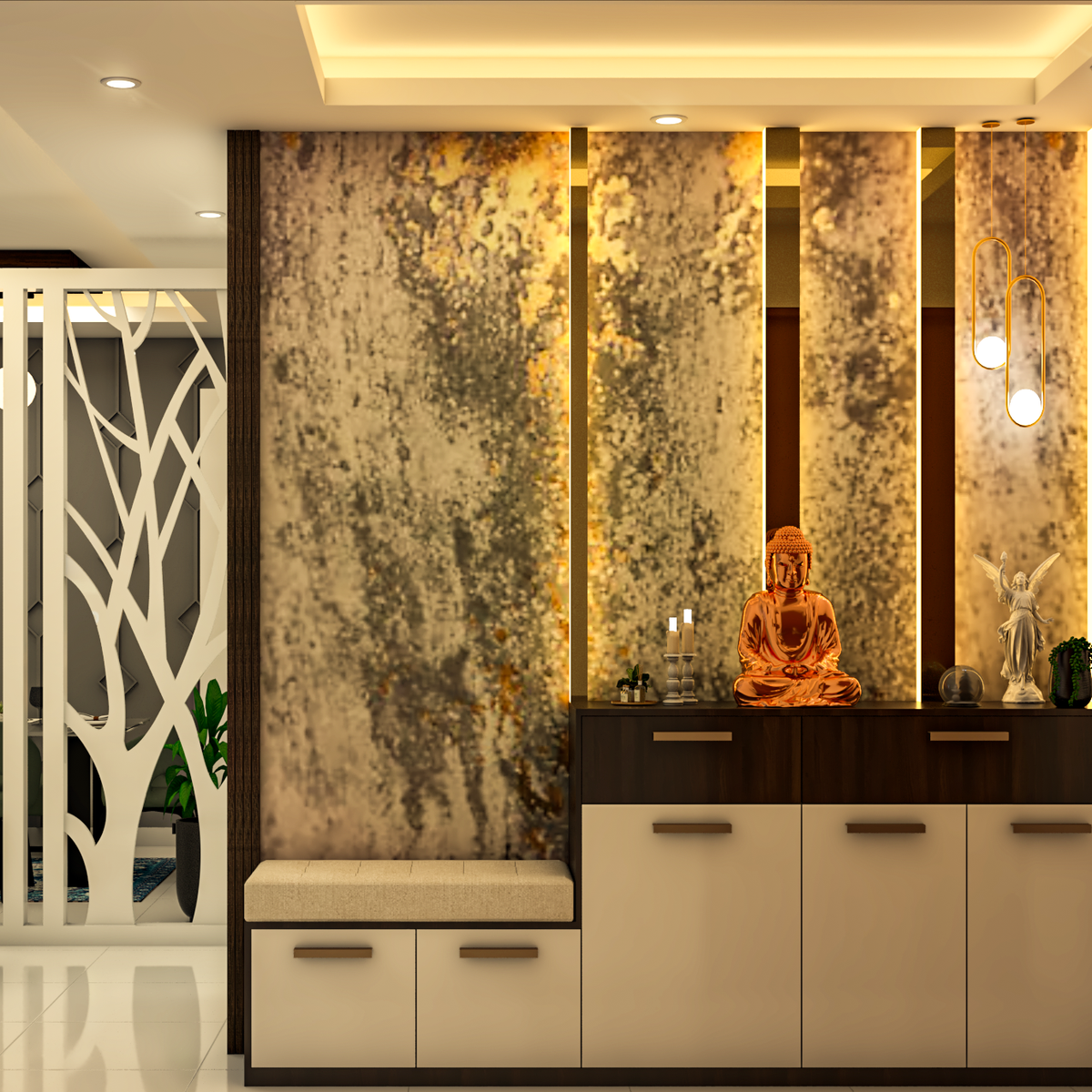 Elegant Convenient Modern Themed Spacious Foyer Design | Livspace