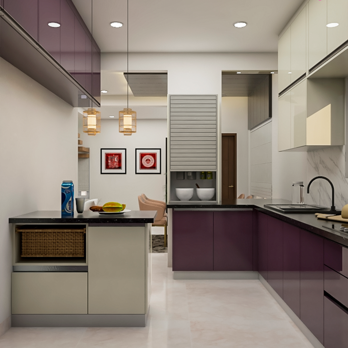 Modern Spacious Low Maintenance Well-Lit Kitchen Design | Livspace