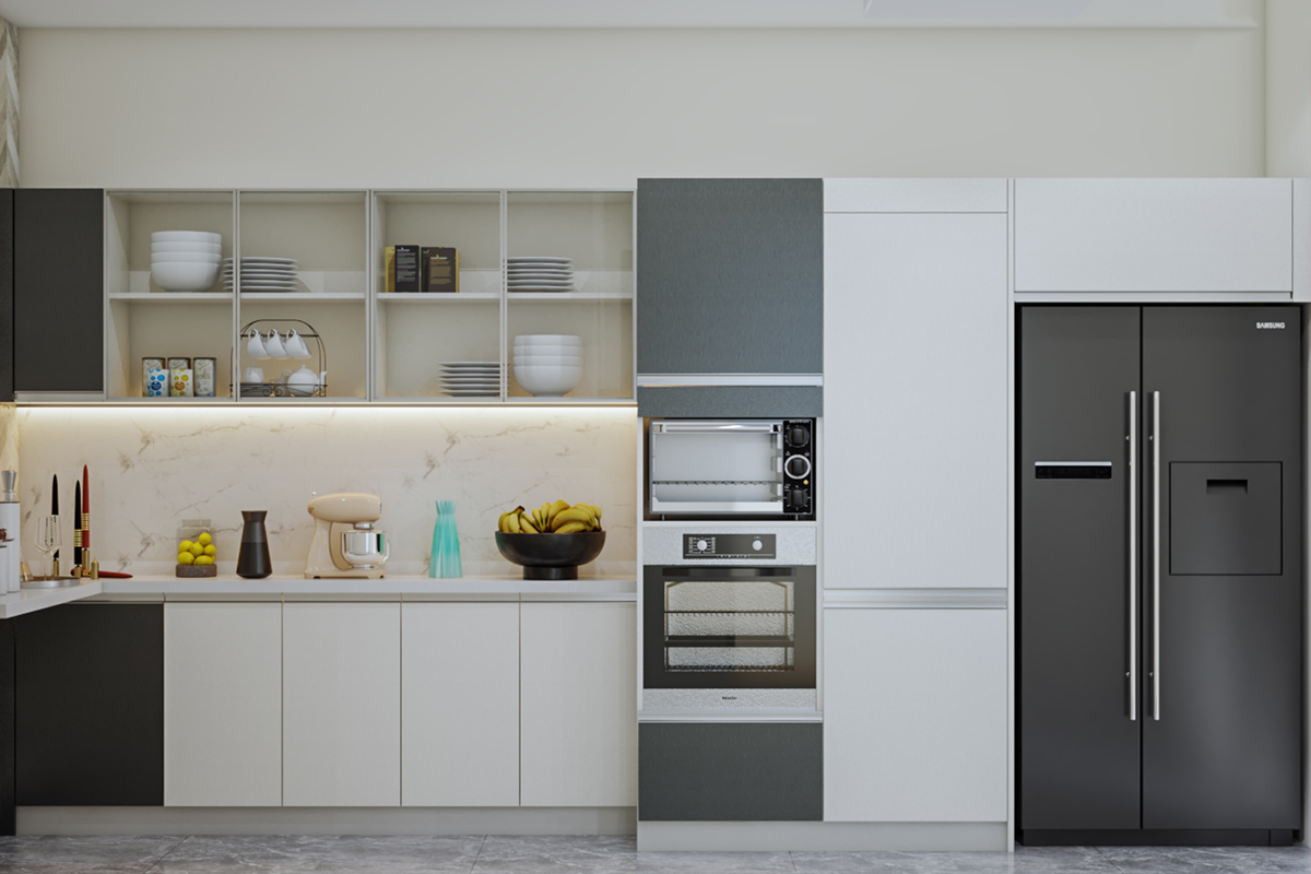 Maximum Storage Convenient Modern Style Kitchen Design | Livspace