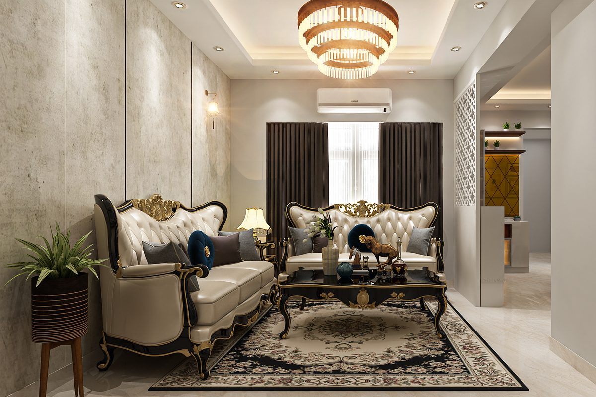 Convenient Compact Sized Traditional Living Room Design | Livspace