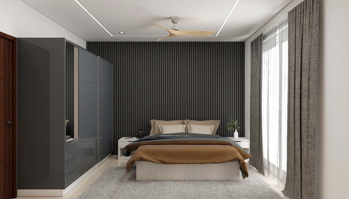 Master Bedroom Design With Sliding Door Wardrobe | Livspace