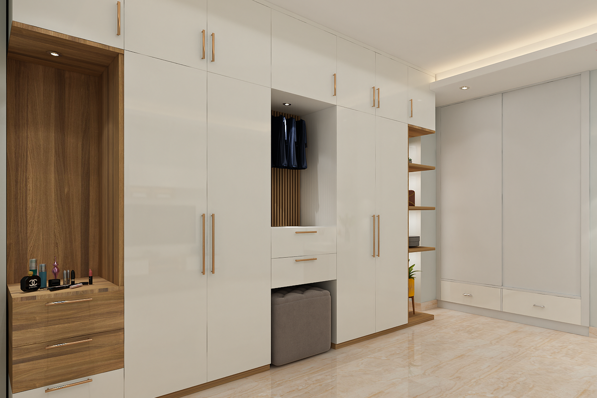 Master Bedroom Design with Separate Wardrobe and Sleeping Areas | Livspace